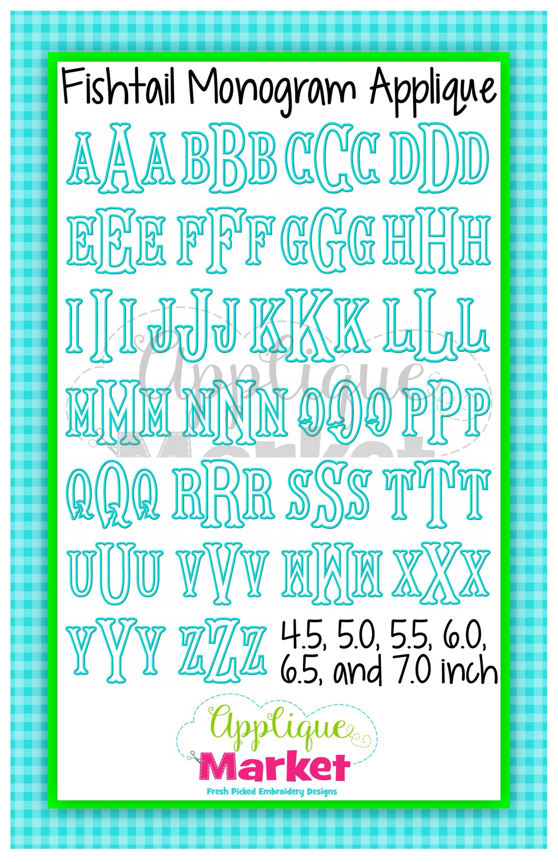 Machine Embroidery Design Fishtail Monogram Applique Font - Etsy