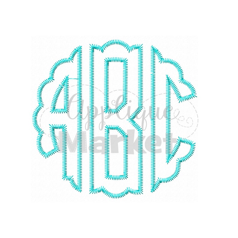 Machine Embroidery Design Round Scallop Applique Monogram Font Zig Zag ...