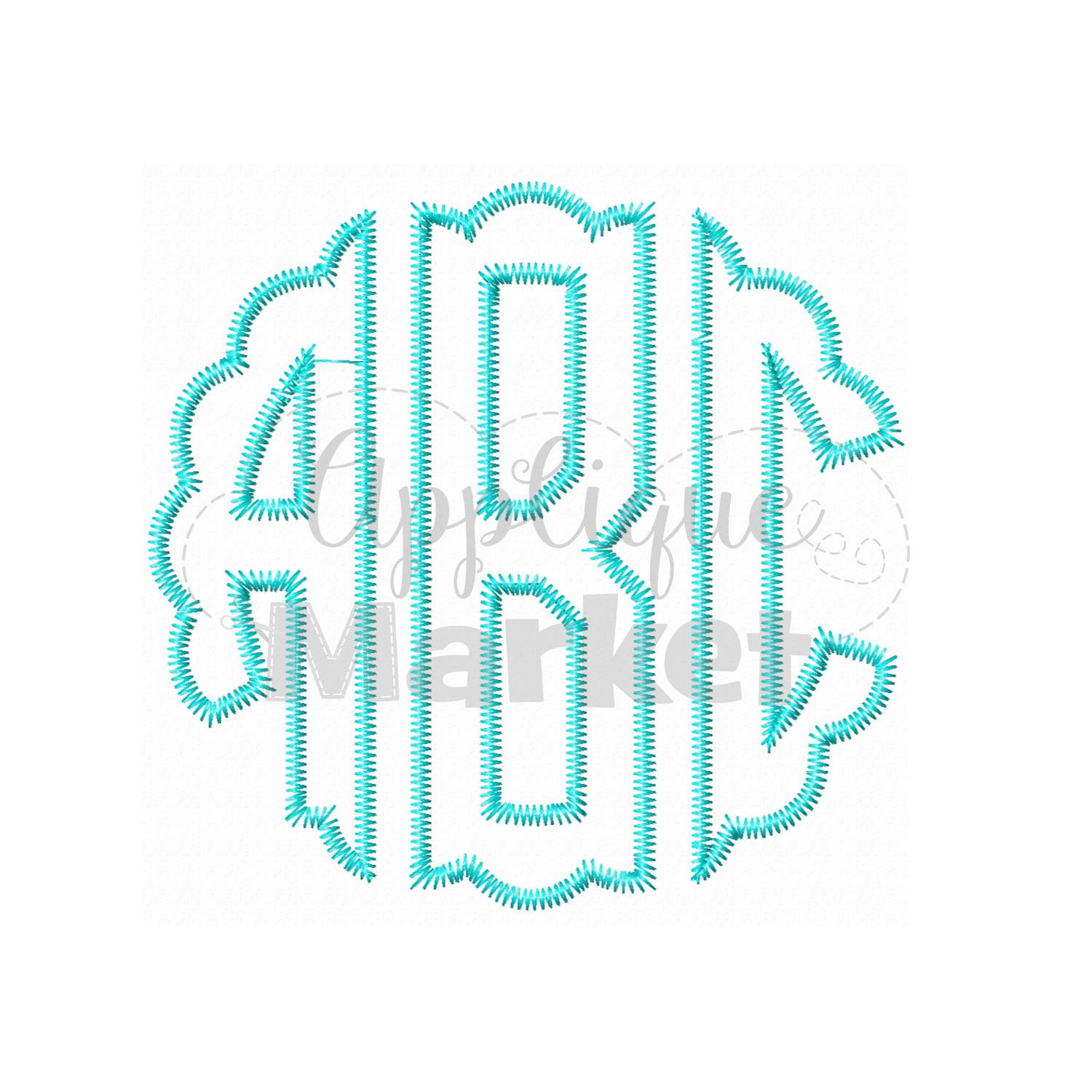 Machine Embroidery Design Round Scallop Applique Monogram Font | Etsy
