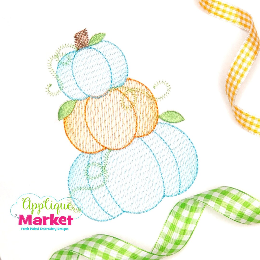 Machine Embroidery Design Stacked Pumpkins Sketch INSTANT DOWNLOAD - Etsy