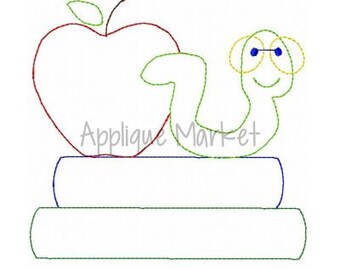 Girl Book Worm Patch Applique, INSTANT DOWNLOAD, Multiple Sizes ...