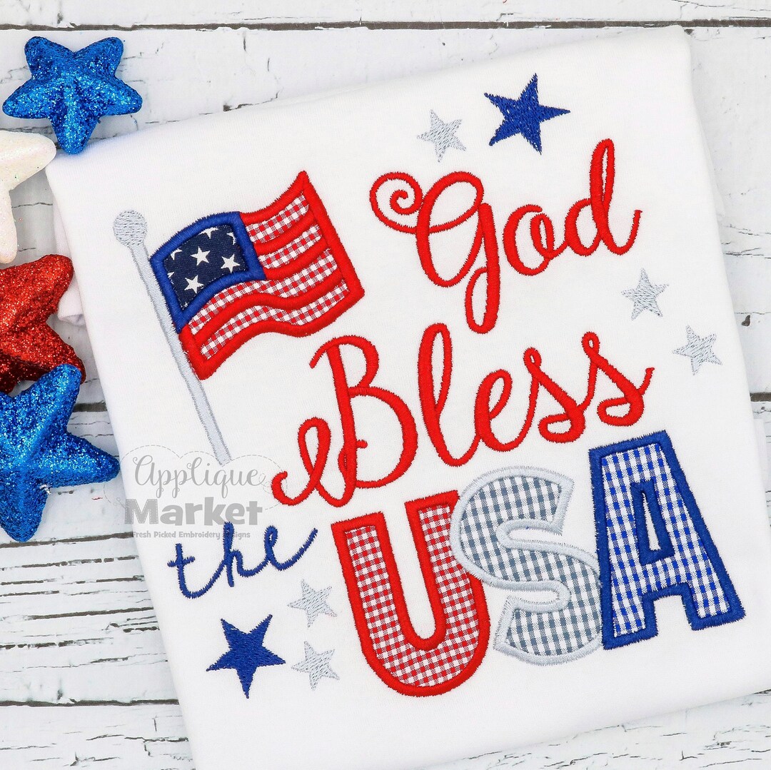 Machine Embroidery Design Applique God Bless USA INSTANT DOWNLOAD - Etsy