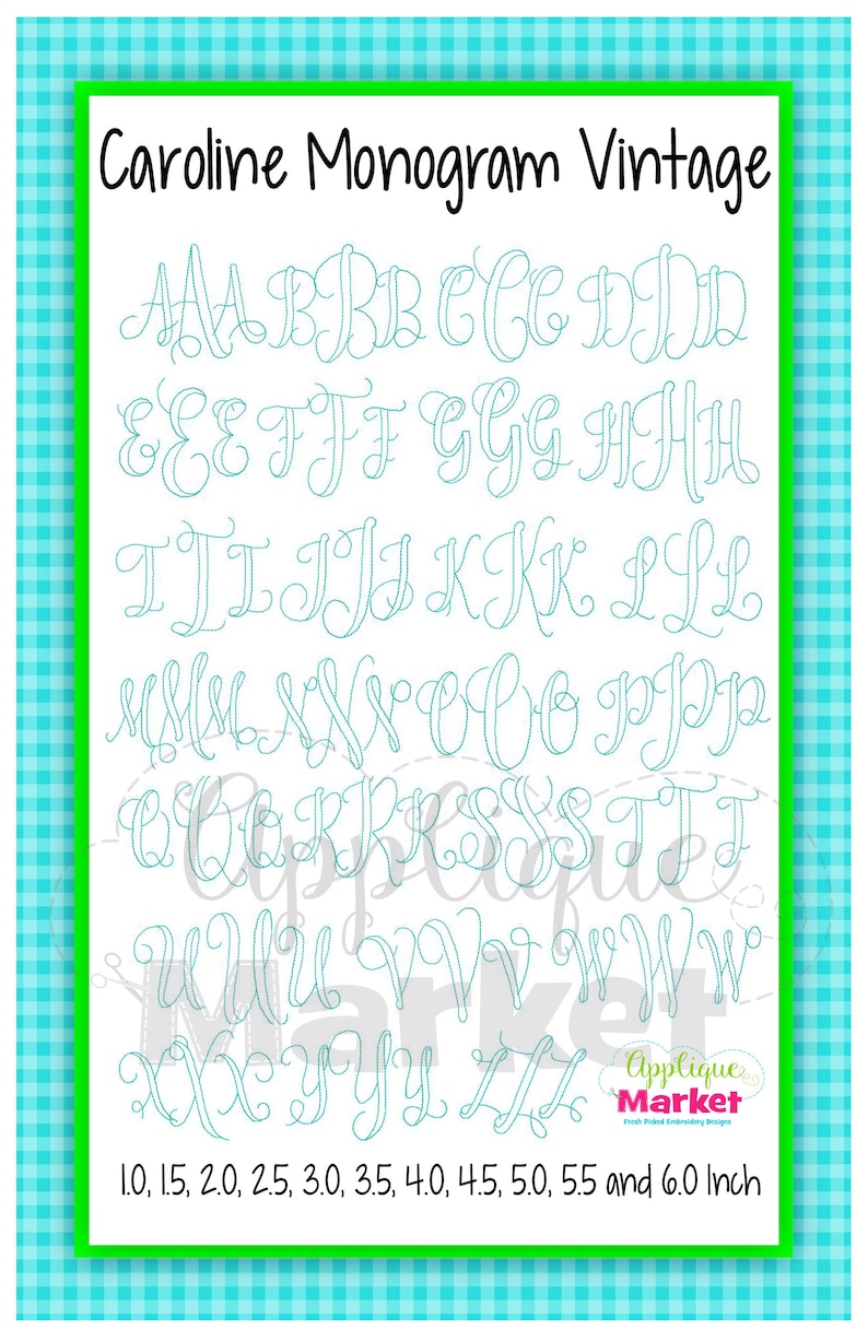 Machine Embroidery Design Caroline Monogram Vintage Stitch - Etsy