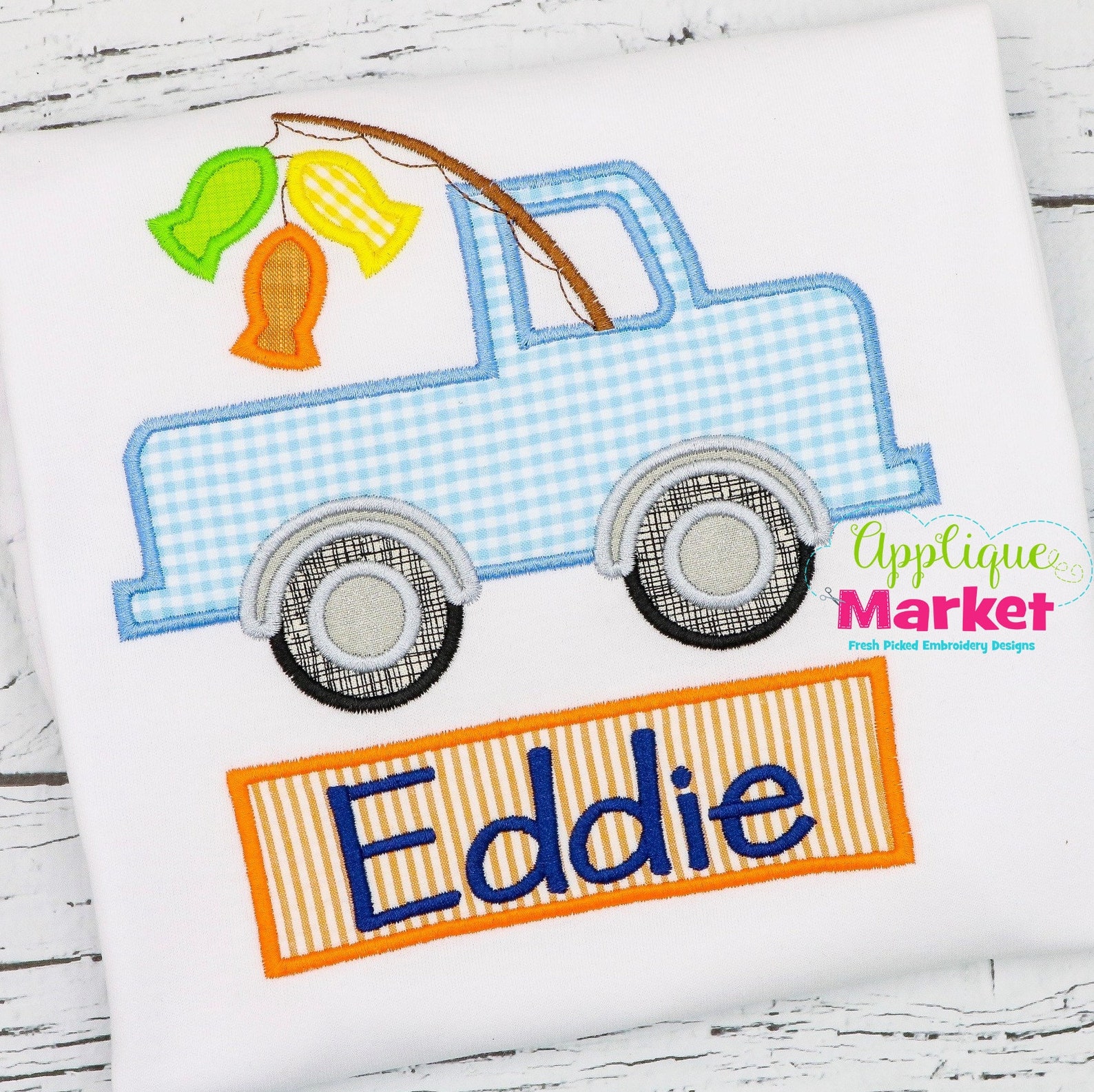 Machine Embroidery Design Applique Truck Fish Satin Stitch | Etsy