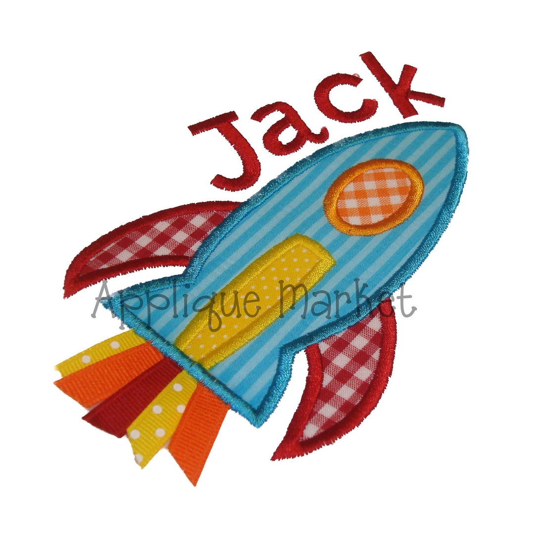 Machine Embroidery Design Applique Rocket INSTANT DOWNLOAD - Etsy