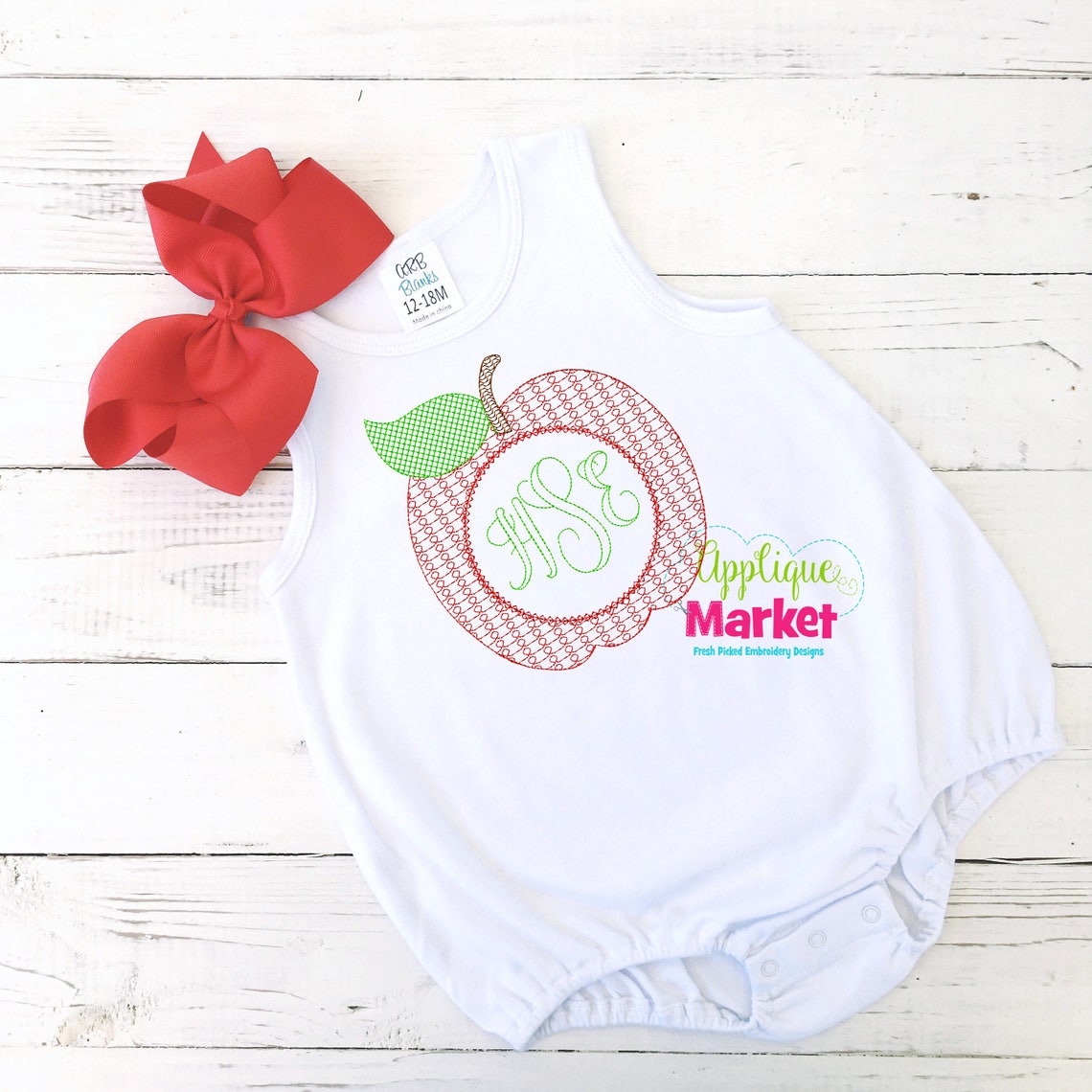 Machine Embroidery Design Embroidery Apple Monogram Vintage - Etsy