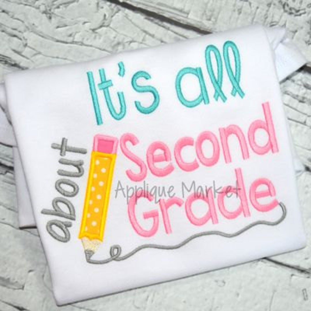 Machine Embroidery Design Applique All About Second Grade INSTANT ...