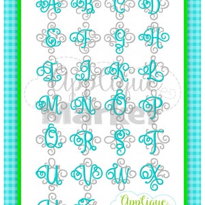 Machine Embroidery Design Fancy Flourish Monogram Alphabet Font INSTANT ...