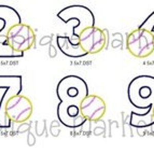 Machine Embroidery Design Applique Baseball Number Set INSTANT DOWNLOAD ...