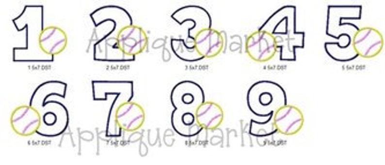 Machine Embroidery Design Applique Baseball Number Set INSTANT | Etsy