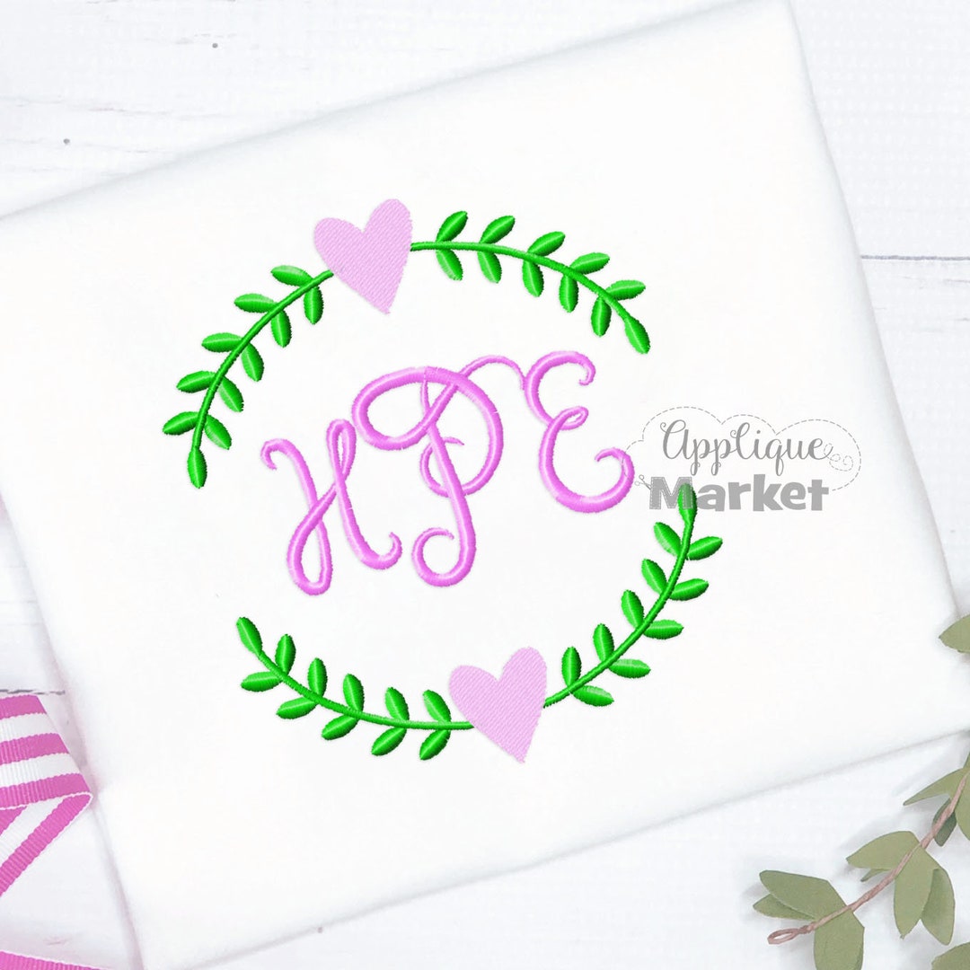 Machine Embroidery Design Boxwood Heart Circle Wreath INSTANT DOWNLOAD ...