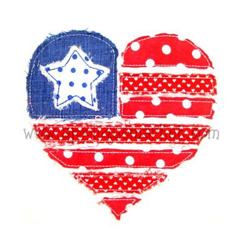 Machine Embroidery Design Applique Raggy Heart Flag INSTANT DOWNLOAD - Etsy