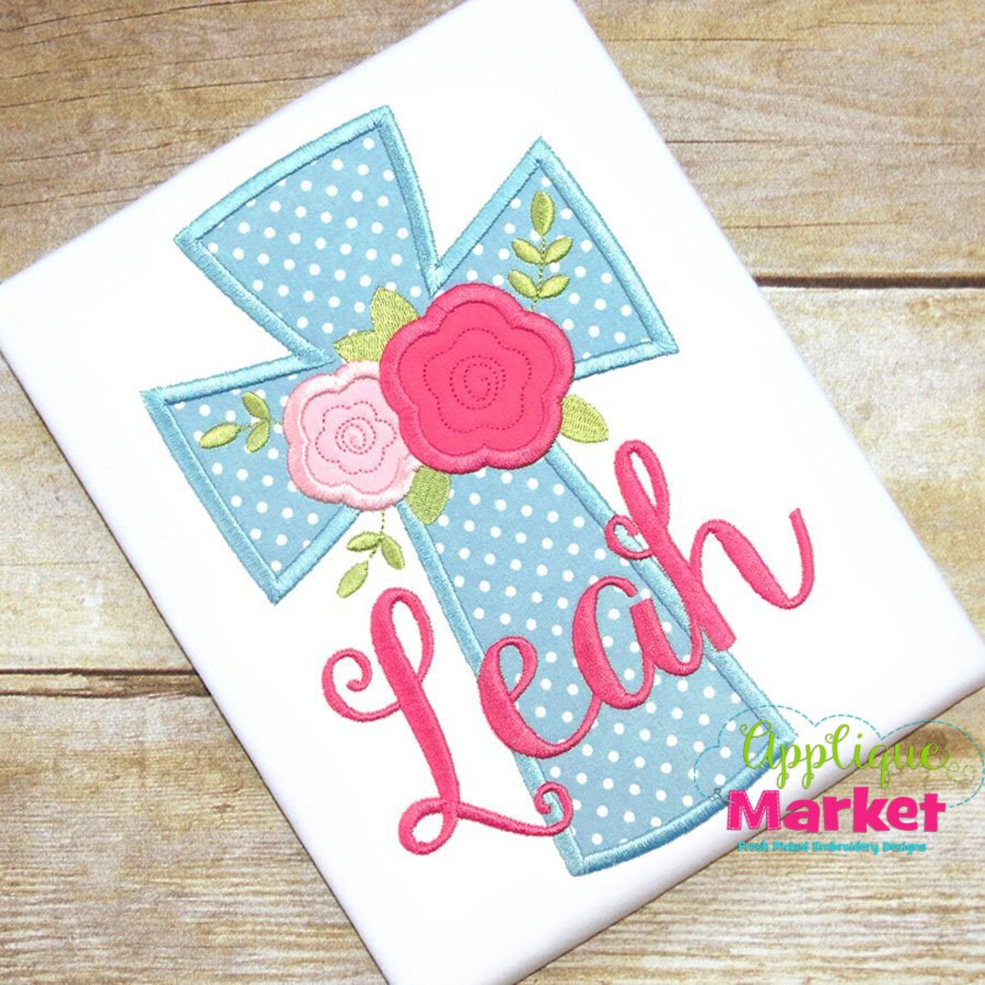 Machine Embroidery Design Applique Cross Flowers Satin INSTANT DOWNLOAD ...
