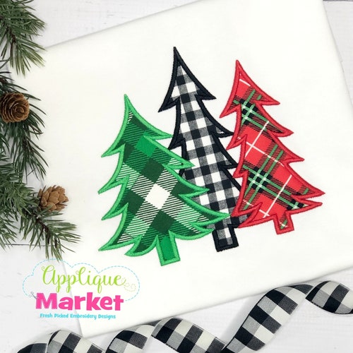 Machine Embroidery Design Applique Winter Trees Satin INSTANT | Etsy