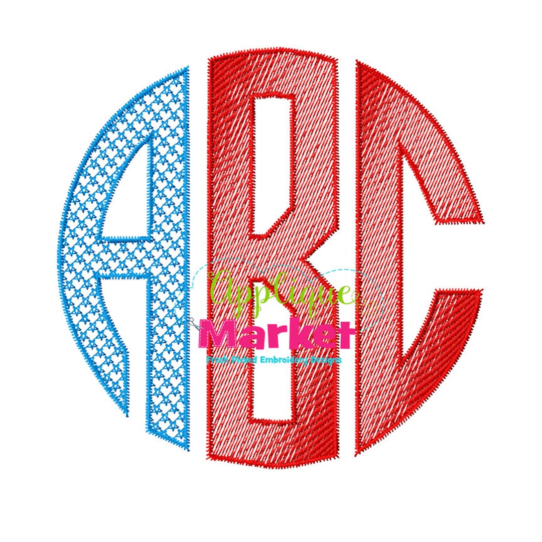 Machine Embroidery Design Embroidery Round Monogram Stars ‘n’ Stripes ...