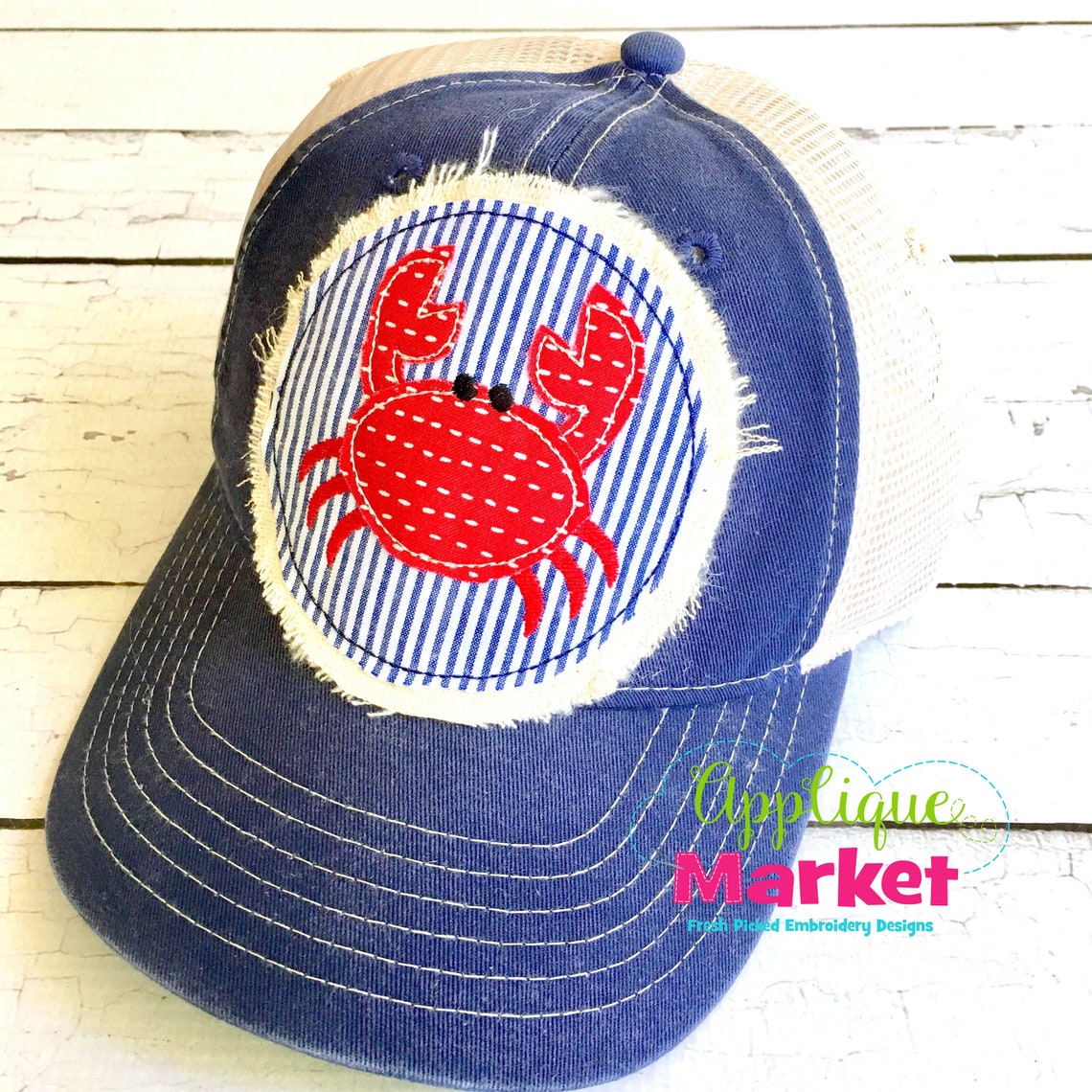 Machine Embroidery Applique Design Crab Circle Hat Patch - Etsy