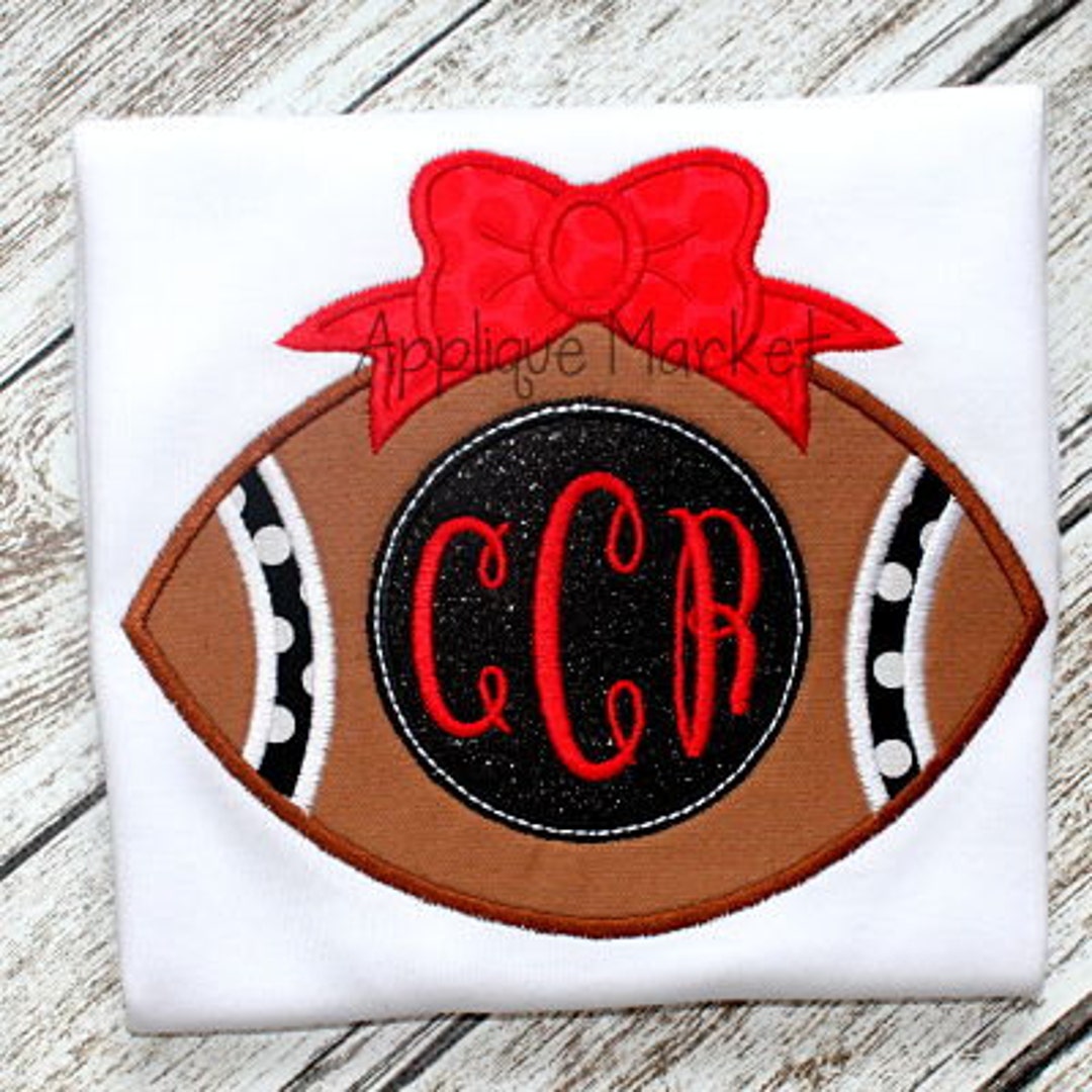 Machine Embroidery Design Applique Football Bow 2 INSTANT DOWNLOAD - Etsy
