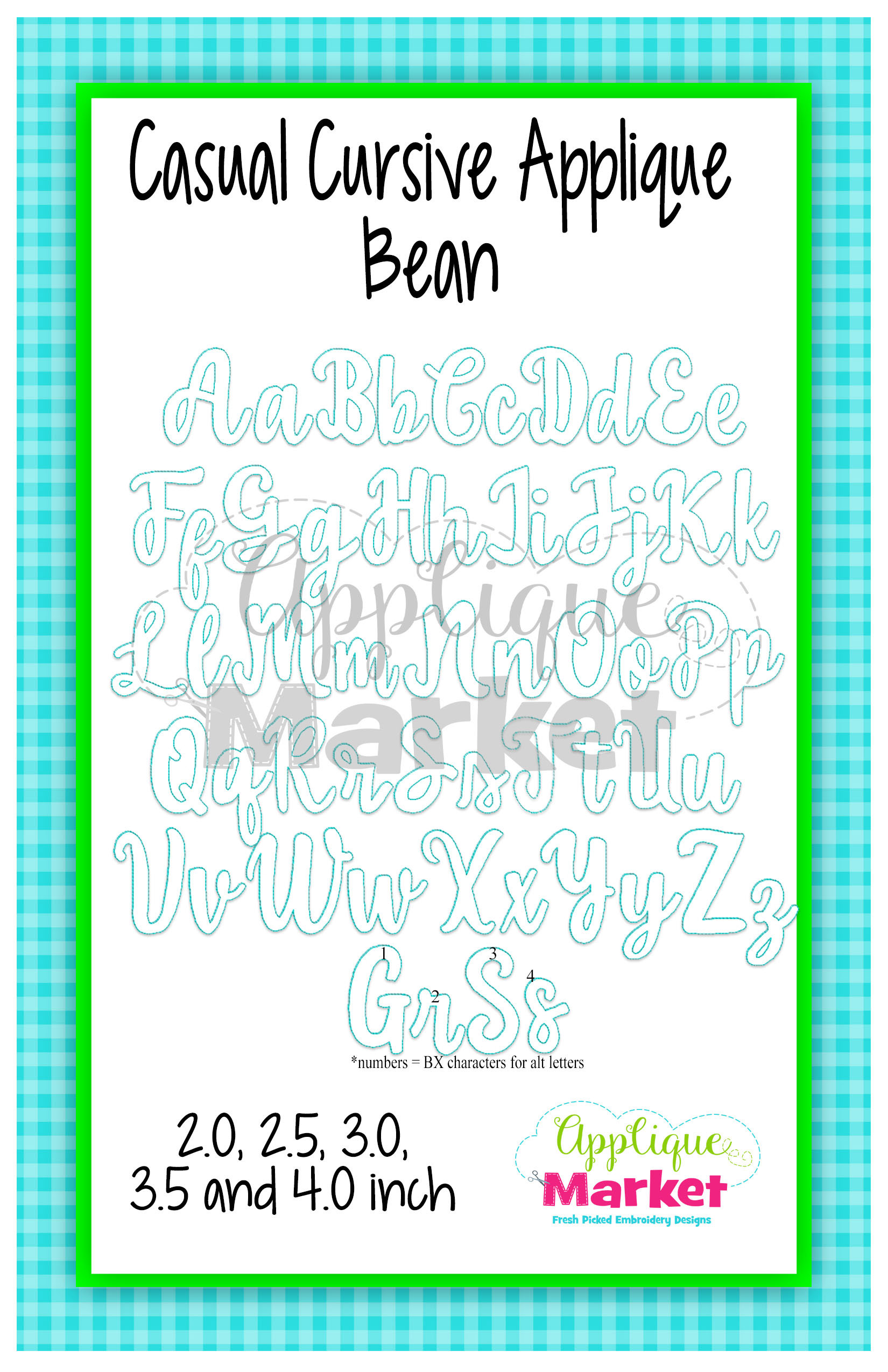 Machine Embroidery Design Casual Cursive Applique Alphabet | Etsy