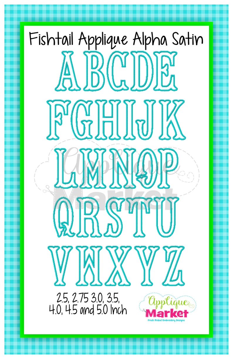 Machine Embroidery Design Fishtail Applique Satin Alphabet - Etsy