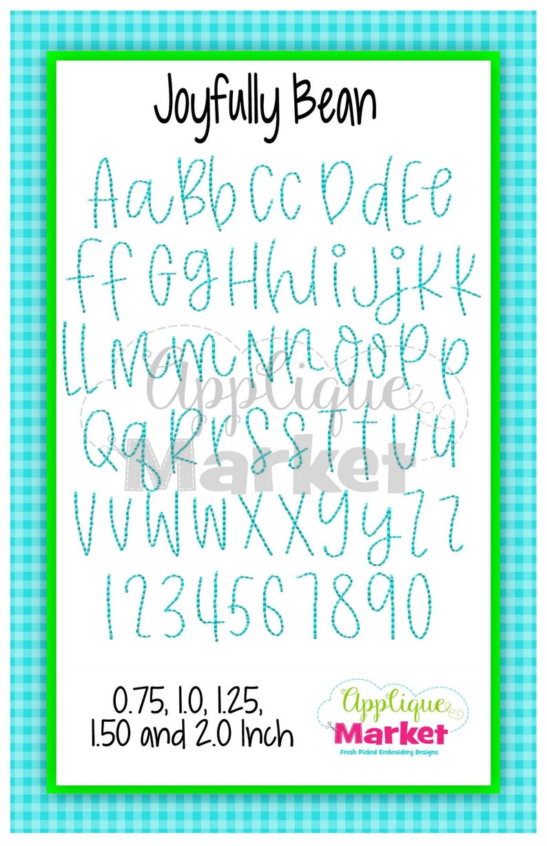 Machine Embroidery Font Joyfully Bean Stitch Vintage Alphabet INSTANT ...