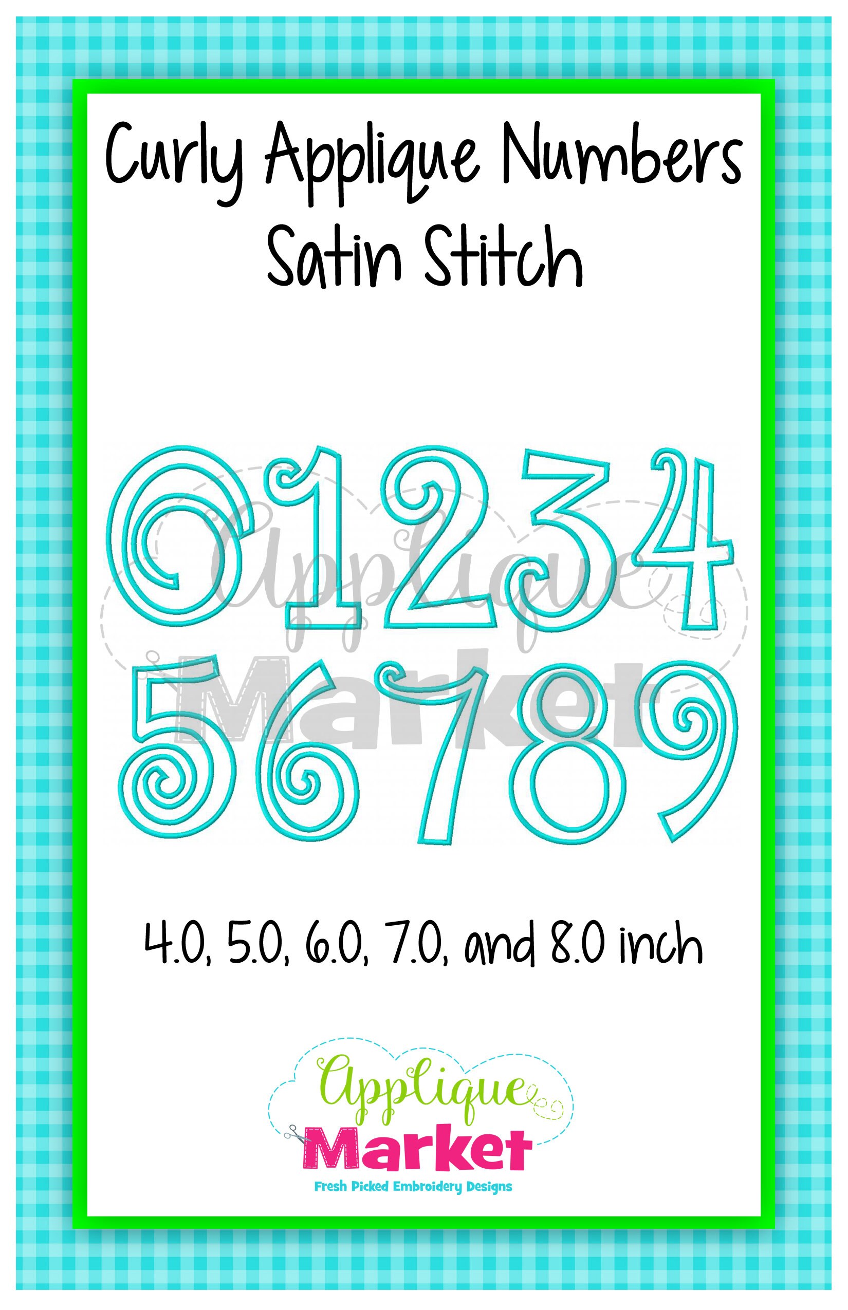 Machine Embroidery Design Applique Curly Applique Numbers Satin Stitch ...