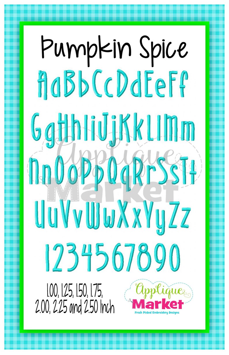 Machine Embroidery Design Pumpkin Spice Alphabet Font INSTANT | Etsy