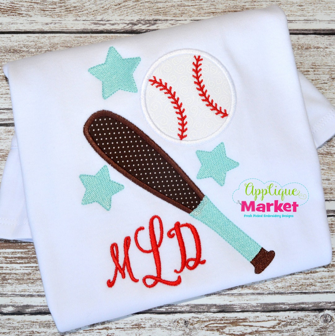 Machine Embroidery Design Embroidery Bat Ball Stars INSTANT DOWNLOAD - Etsy