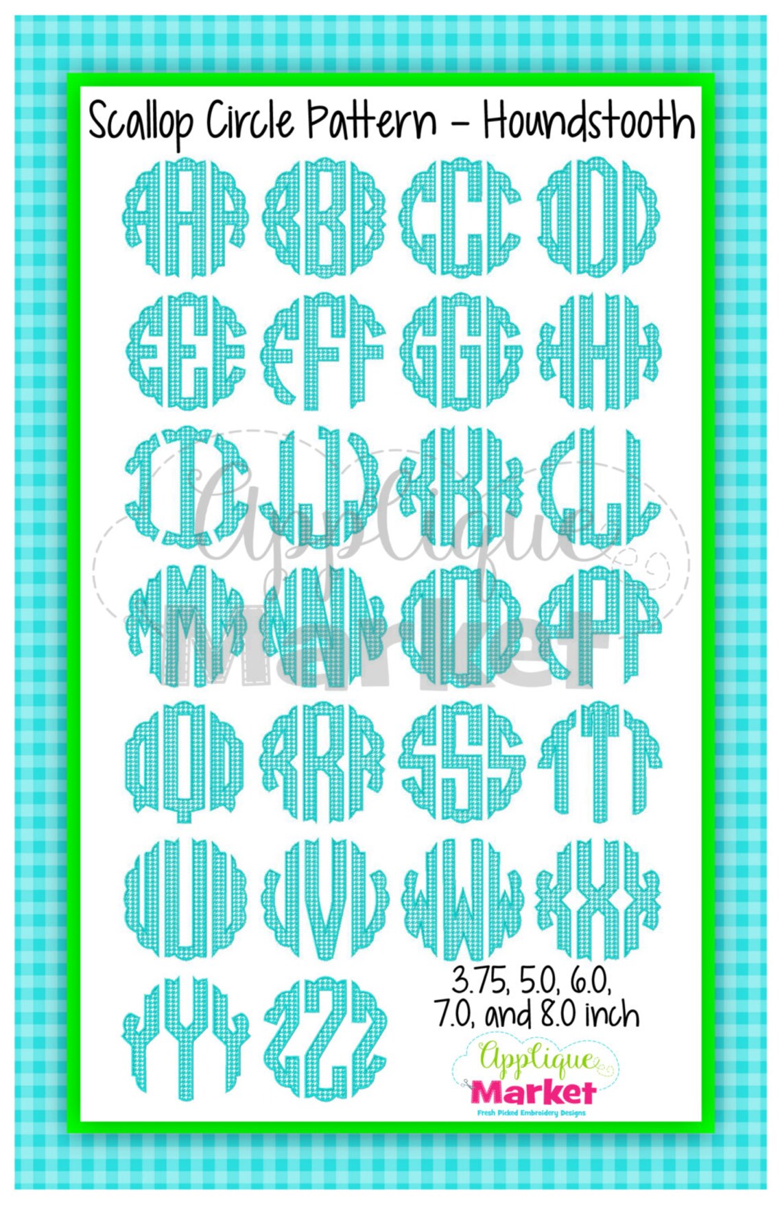 Machine Embroidery Design Embroidery Circle Scallop Monogram - Etsy