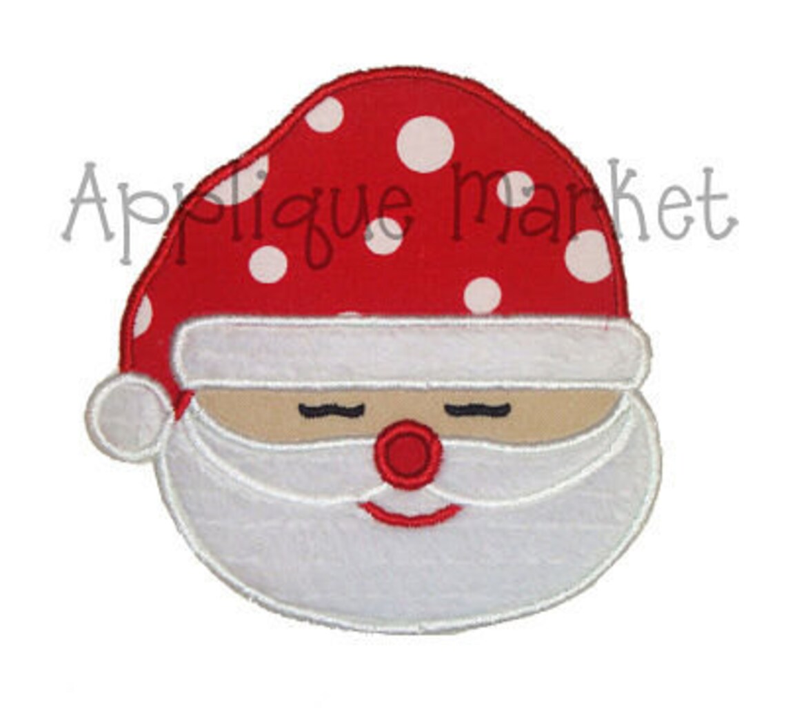 Machine Embroidery Design Applique Santa Face With Optional | Etsy