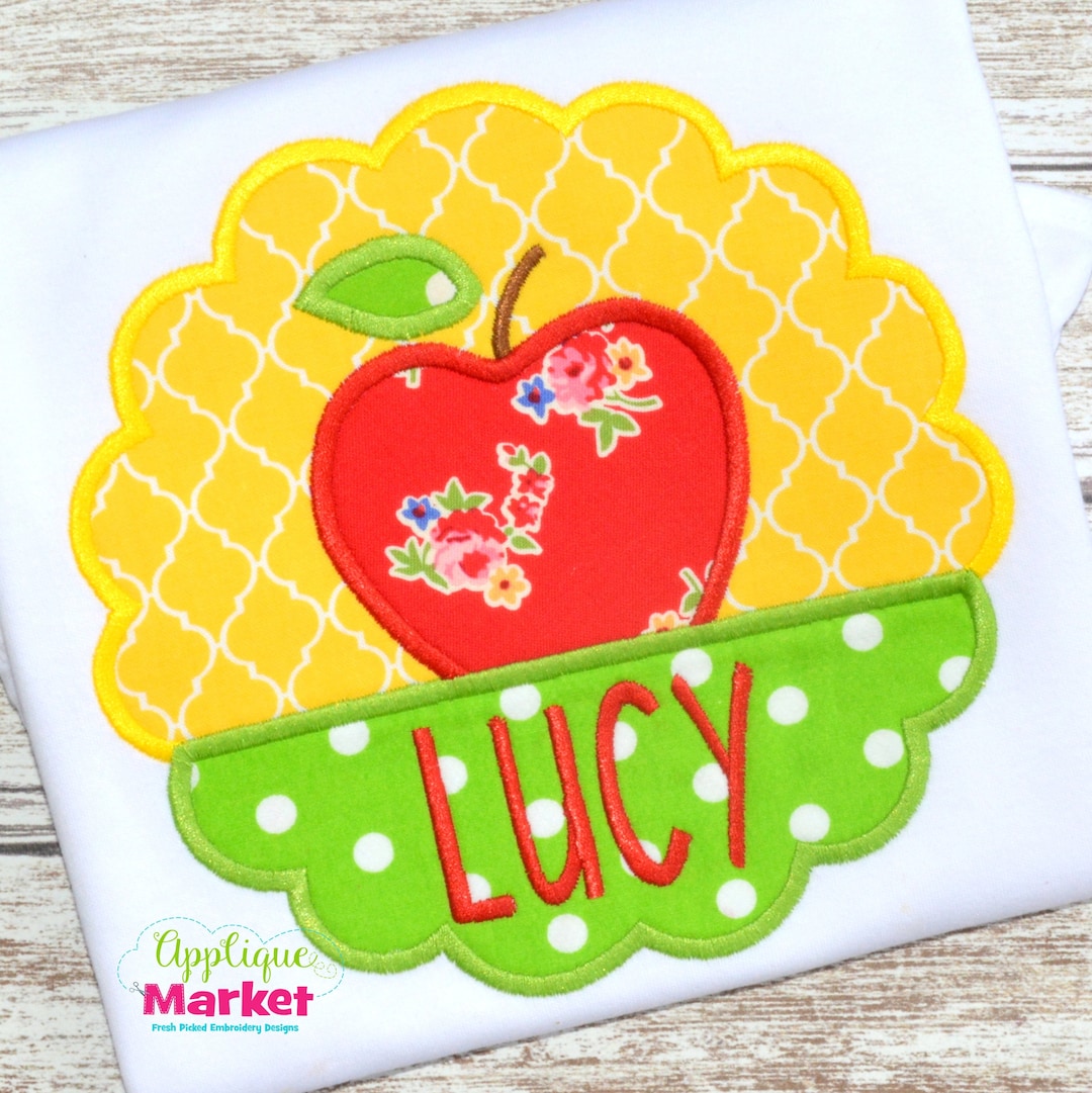 Machine Embroidery Design Applique Apple Scallop Circle INSTANT ...