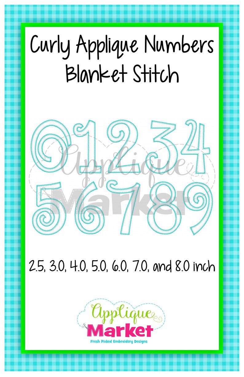 Machine Embroidery Design Applique Curly Applique Numbers Set | Etsy