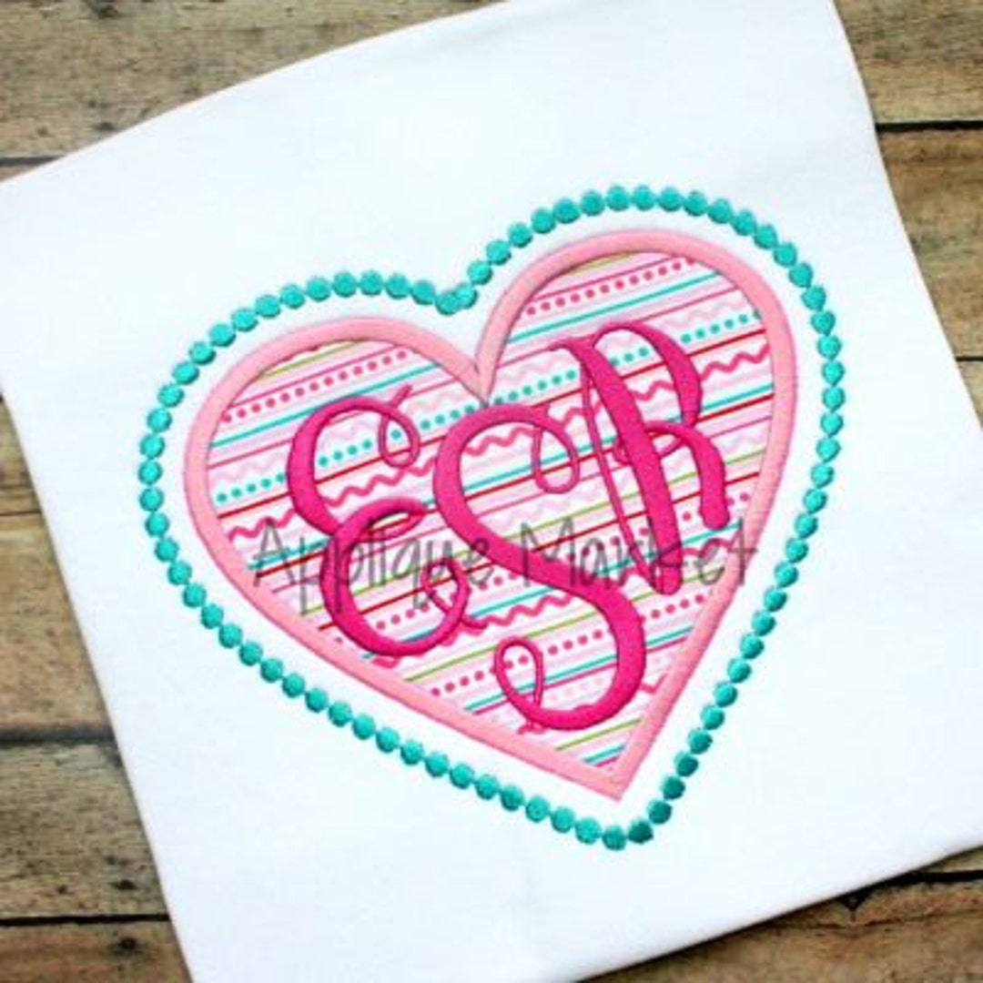 Machine Embroidery Design Applique Heart Beaded INSTANT DOWNLOAD - Etsy