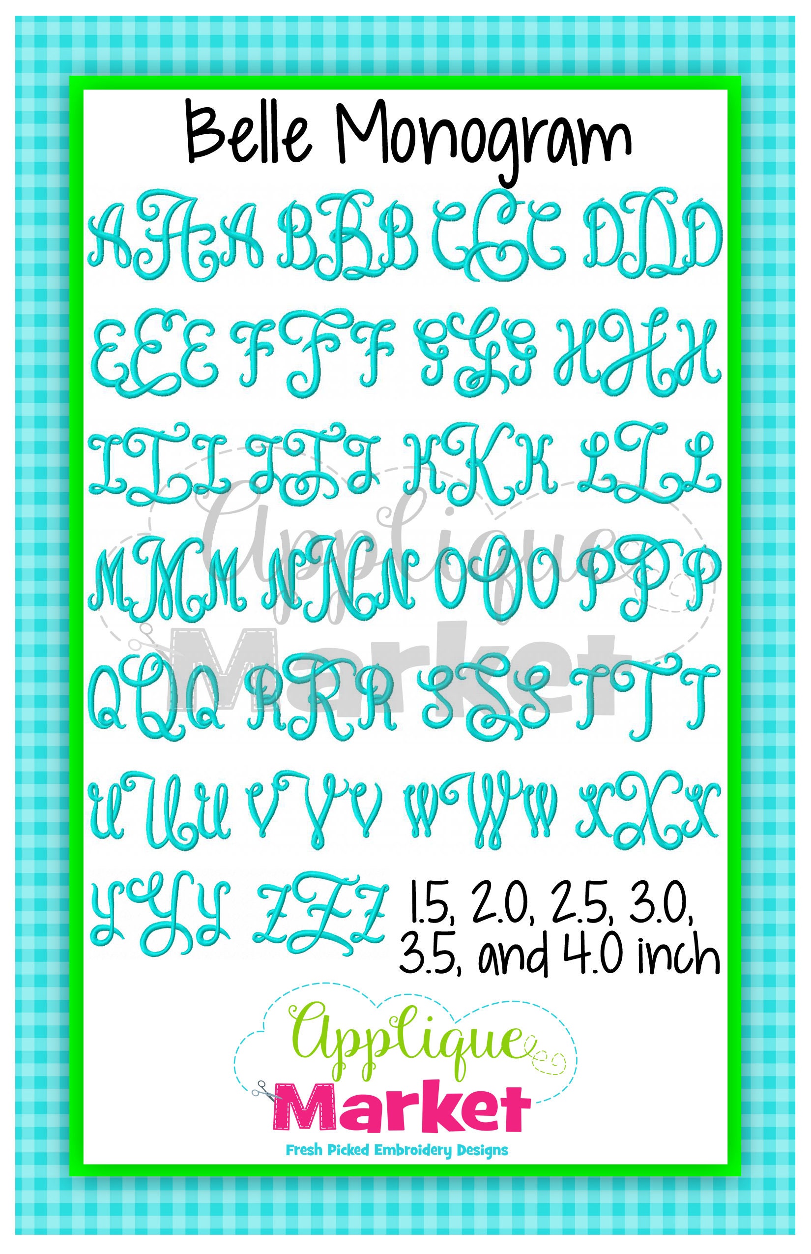 Machine Embroidery Design Belle Monogram Font INSTANT DOWNLOAD - Etsy