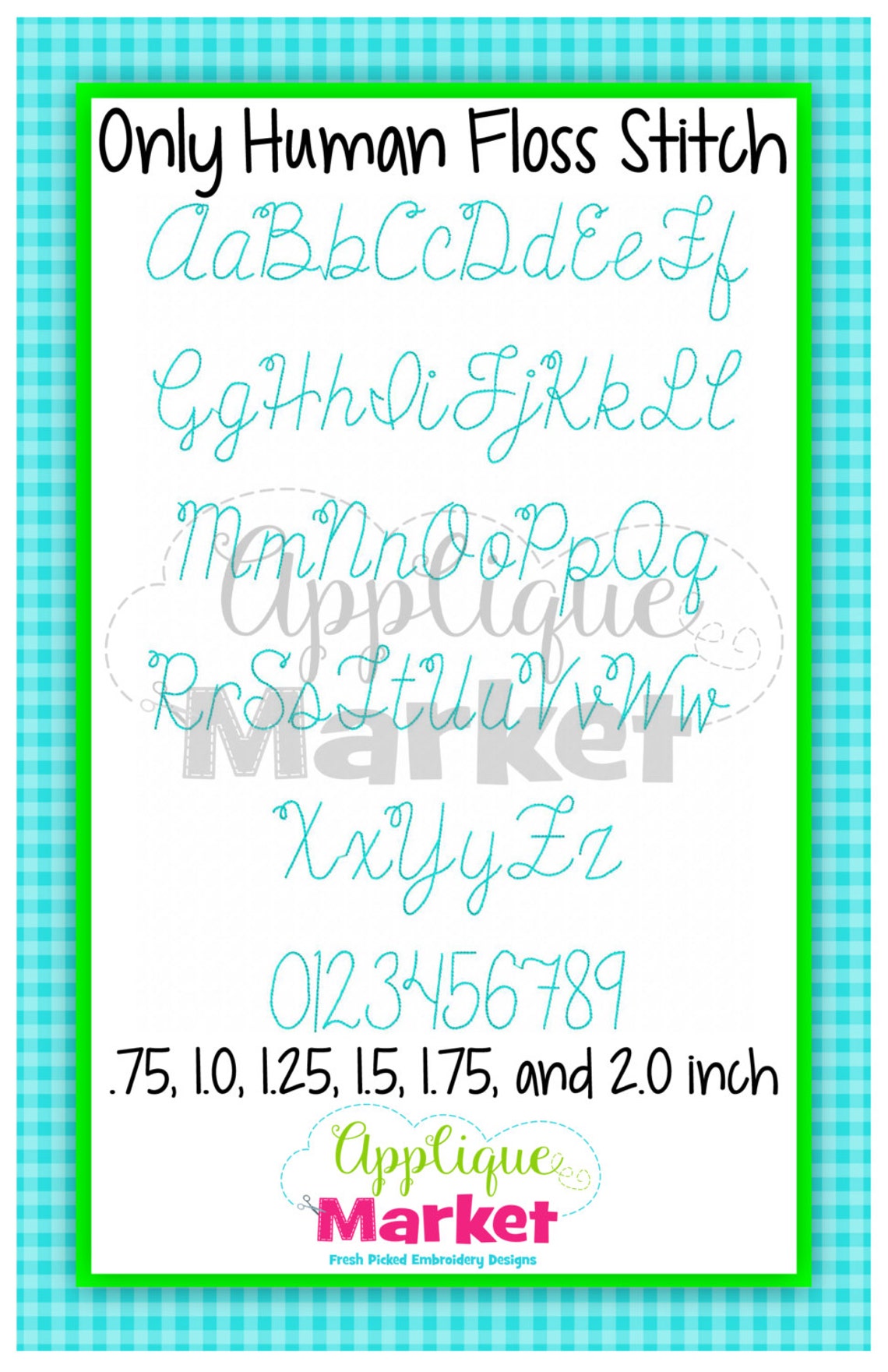 Machine Embroidery Design Only Human Floss Stitch Alphabet Font INSTANT ...