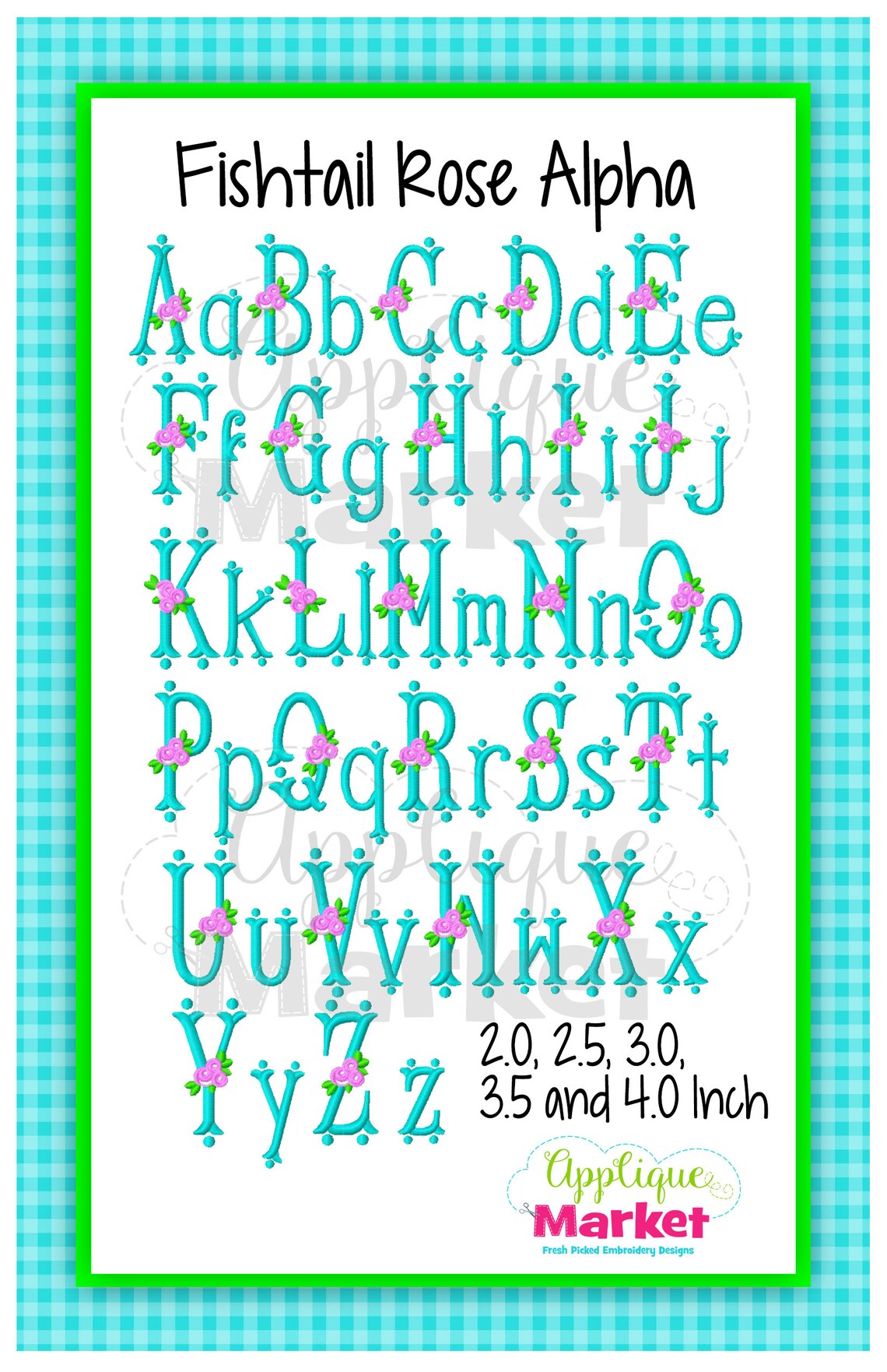 Machine Embroidery Design Fishtail Rose Monogram Alphabet Font INSTANT ...