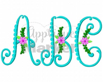 Machine Embroidery Design Fishtail Monogram Applique Font INSTANT ...