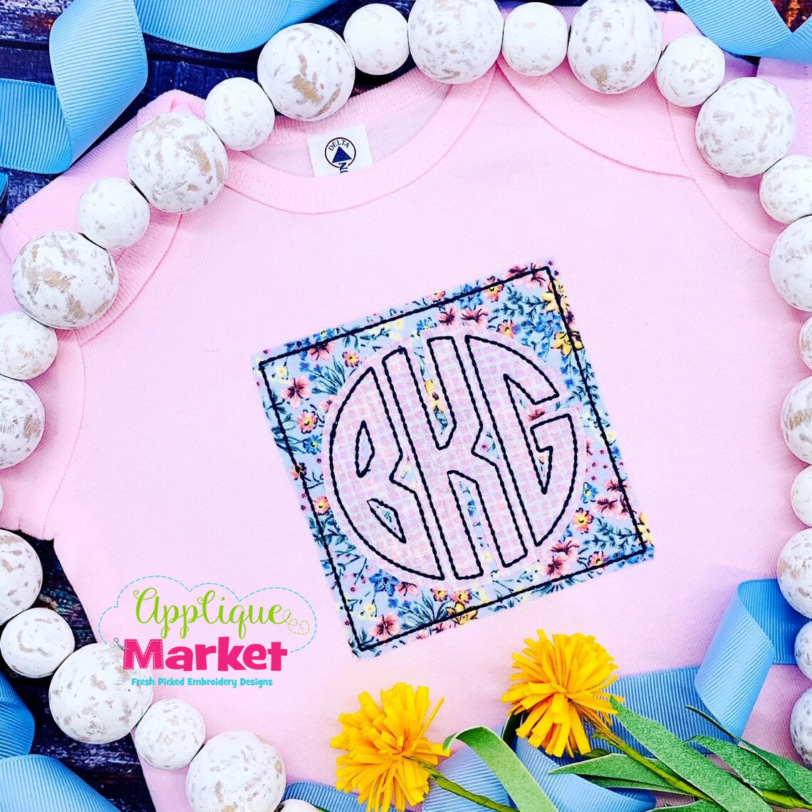 Machine Embroidery Design Applique Natural Circle Monogram - Etsy