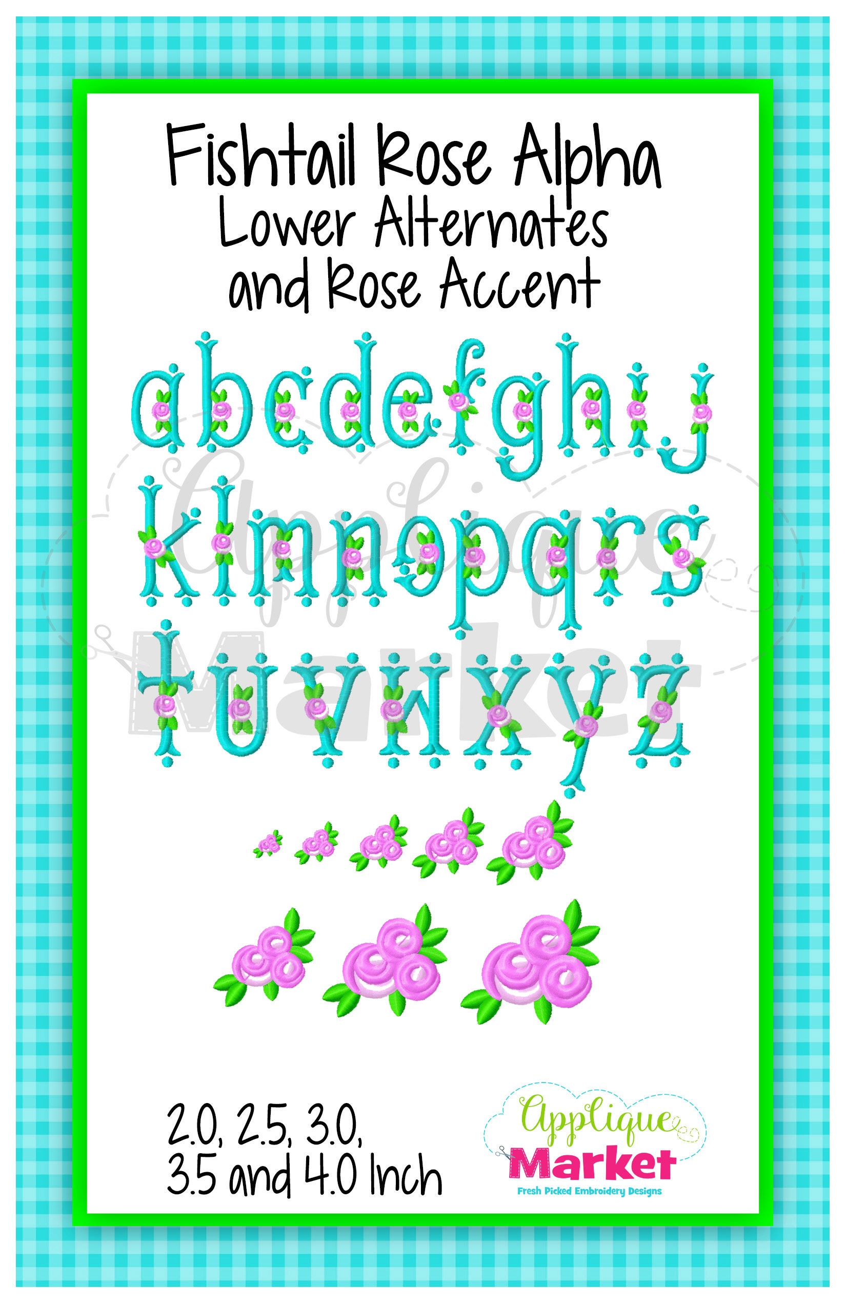 Machine Embroidery Design Fishtail Rose Monogram Alphabet Font | Etsy