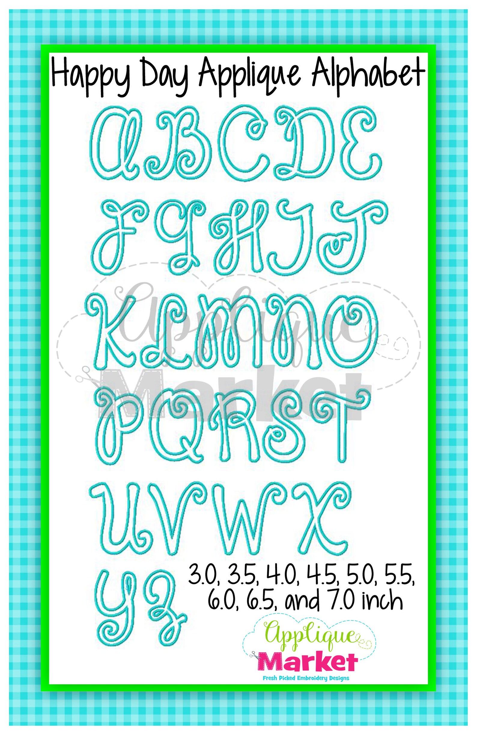 Machine Embroidery Design Happy Day Applique Alphabet Font INSTANT ...