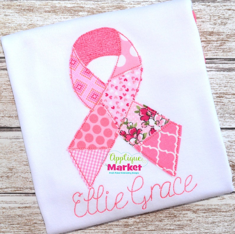 Machine Embroidery Design Embroidery Pink Ribbon Patchwork | Etsy