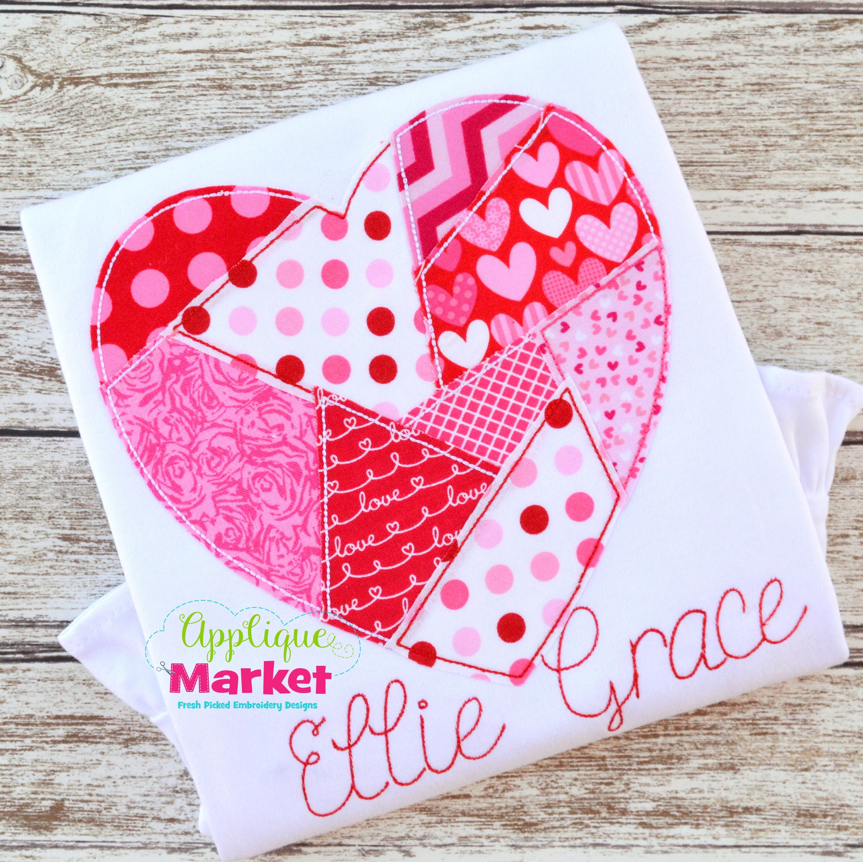 Machine Embroidery Design Applique Patchwork Heart INSTANT DOWNLOAD - Etsy
