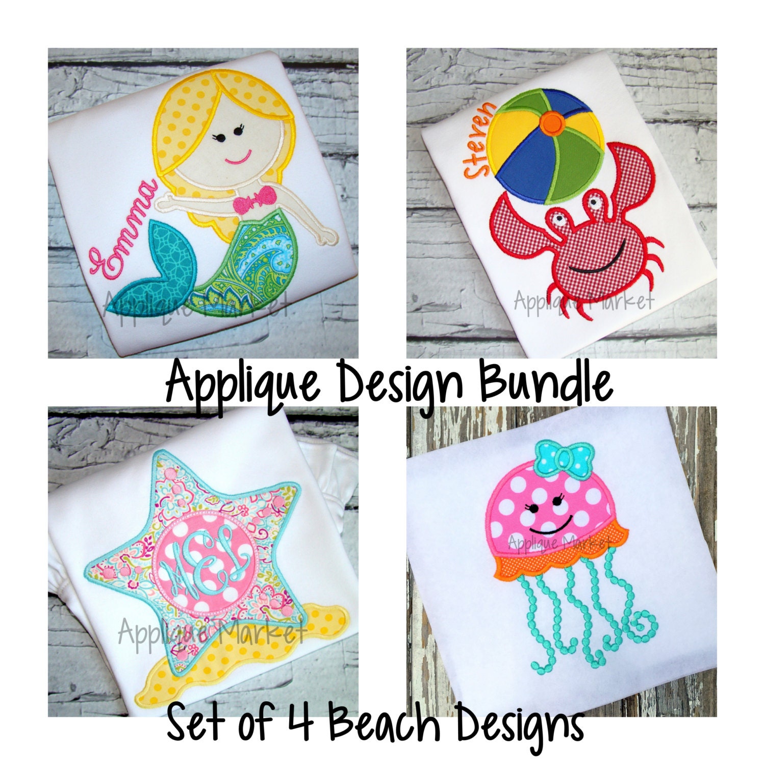Machine Embroidery Design Beach Applique Bundle INSTANT DOWNLOAD - Etsy