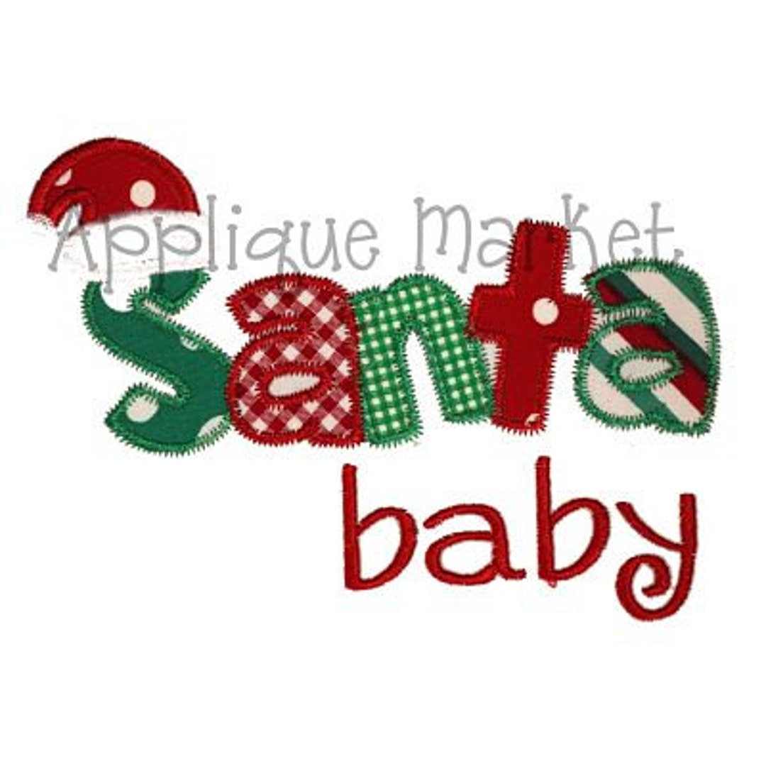 Machine Embroidery Design Applique Santa Baby INSTANT DOWNLOAD - Etsy