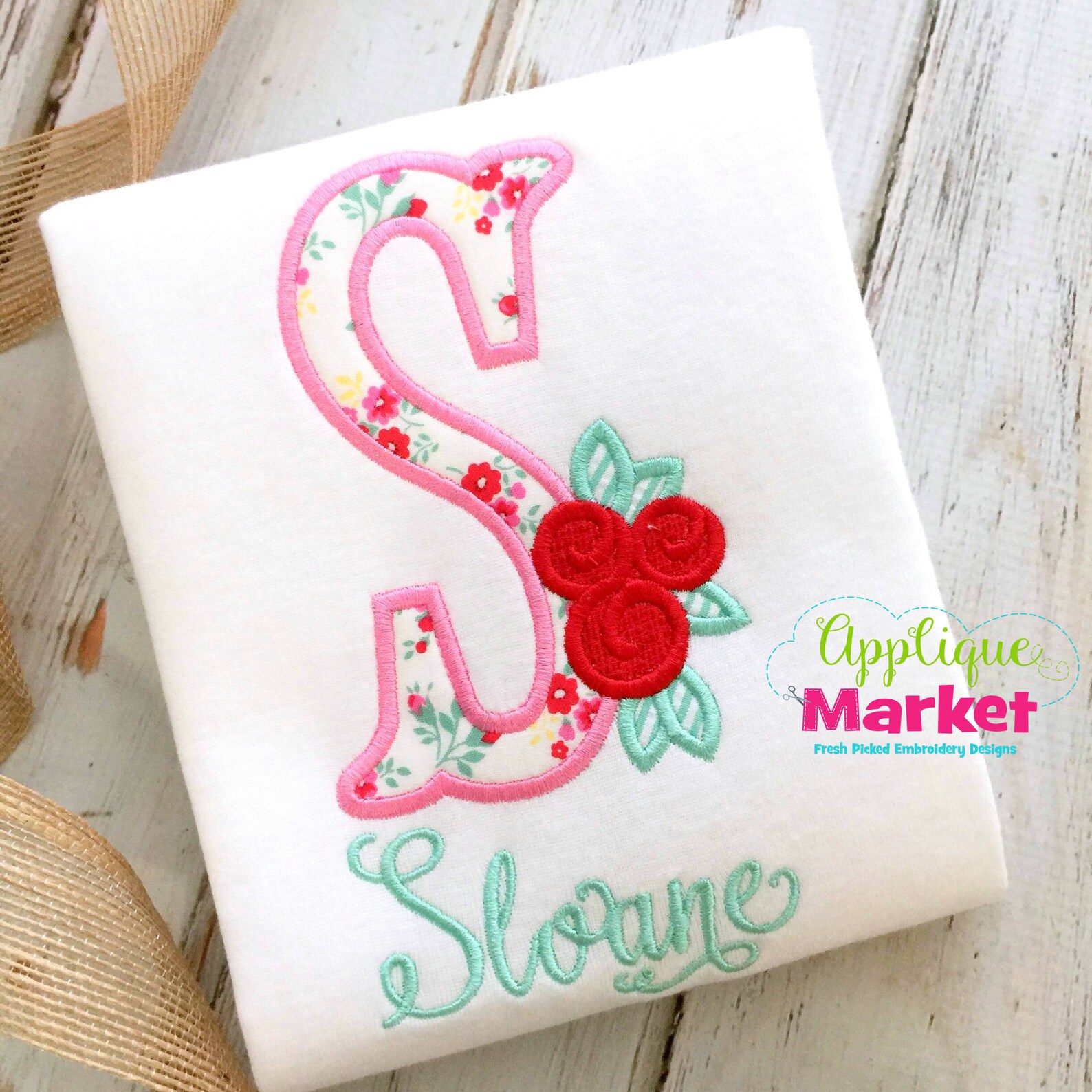 Machine Embroidery Design Fishtail Rose Applique Font INSTANT DOWNLOAD ...