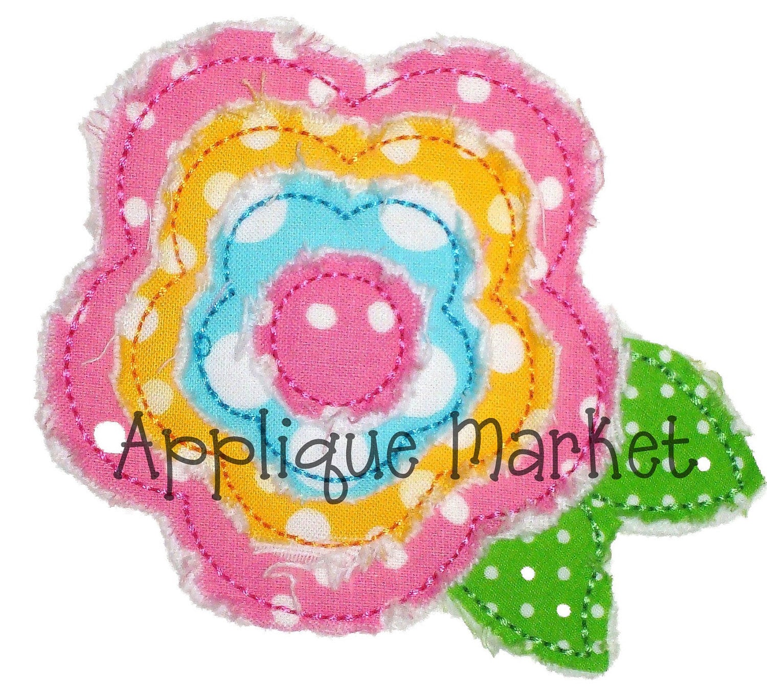 Machine Embroidery Design Applique Frayed Raggy Flower 6 Sizes INSTANT ...