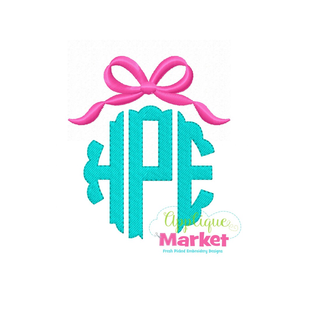 Machine Embroidery Design Bow Monogram Topper Satin INSTANT DOWNLOAD - Etsy