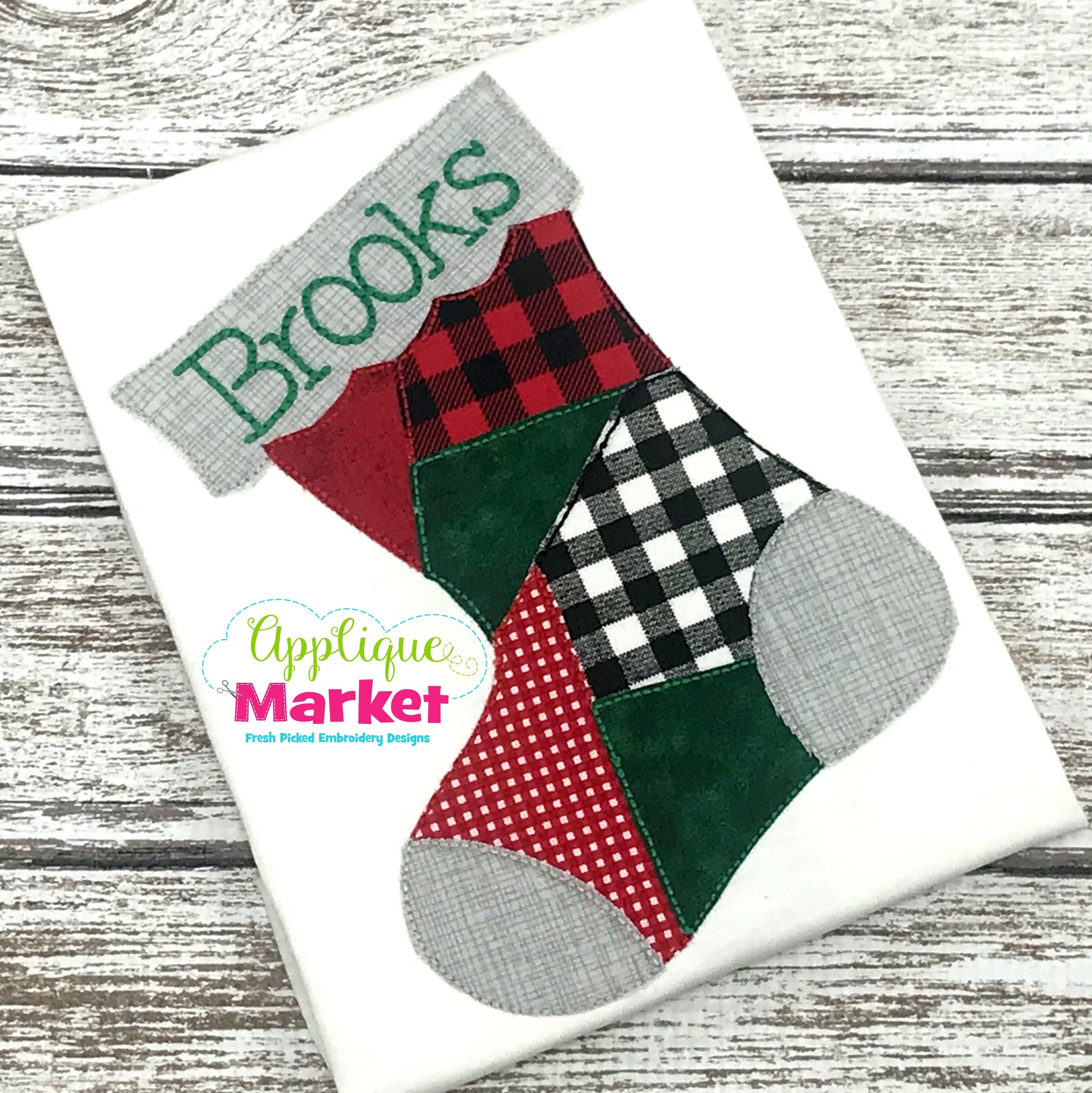 Machine Embroidery Design Applique Patchwork Stocking INSTANT | Etsy