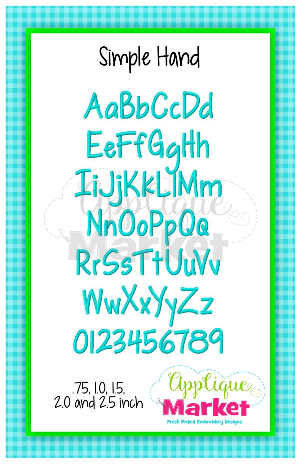 Machine Embroidery Design Font Monogram Simple Hand Alphabet - Etsy