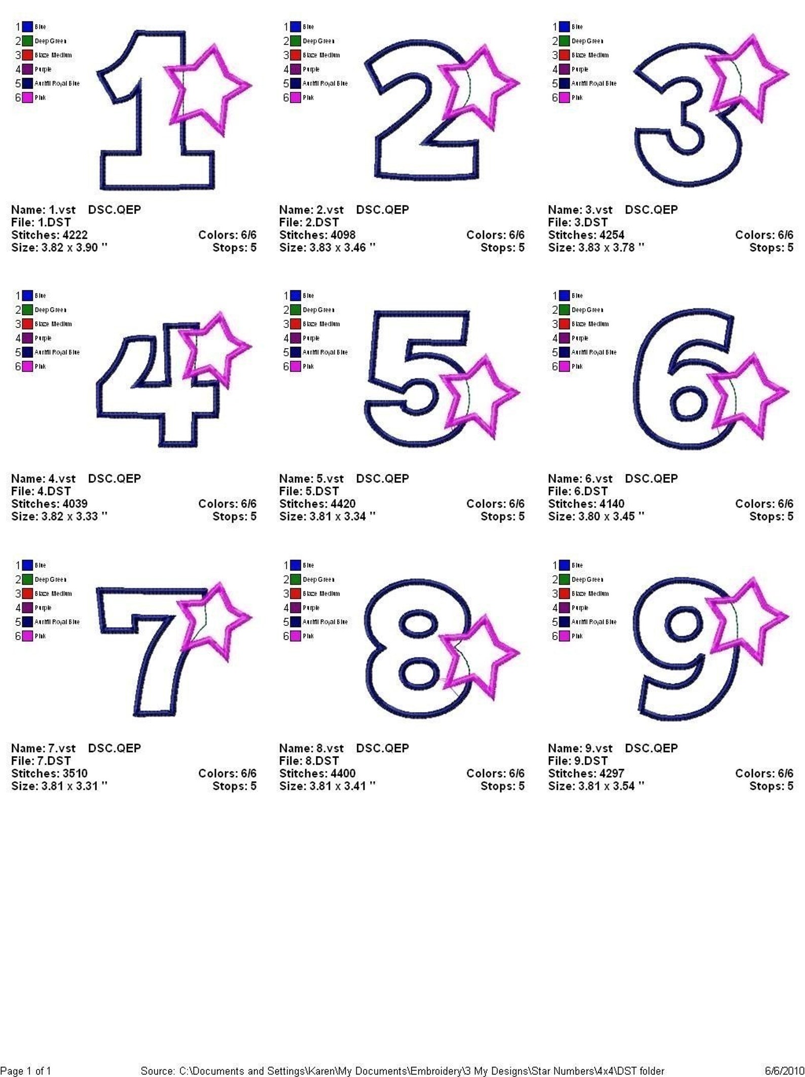 Machine Embroidery Applique Design Star Numbers 4x4 and 5x7 - Etsy