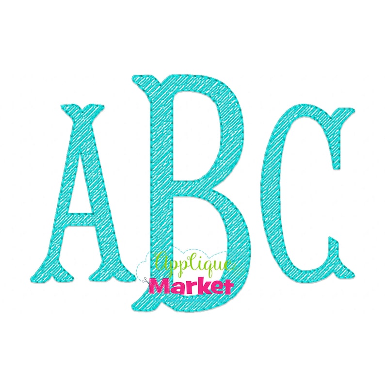 Machine Embroidery Design Fishtail Monogram Sketch Fill Font - Etsy
